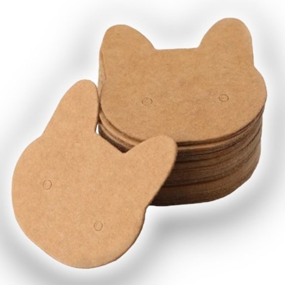 Office | Cat Face Shape Jewelry Display Cards Brown Kraft Paper | Poshmark